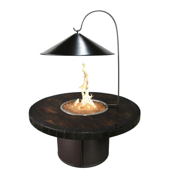 The Outdoor Plus Black Steel Round Fire Pit Cover with Heat Reflector ...